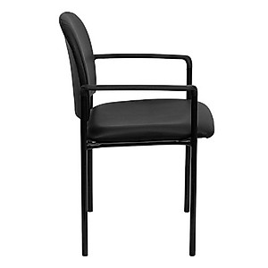 Flash Furniture Tiffany Comfort Black Vinyl Stackable Steel Side Reception Chair with Arms