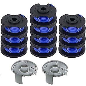 AC14RL3A String Trimmer Replacement Spool Line with 522994001 Cap for Ryobi One+ 24V, 18V, and 40V Cordless Trimmers, 0.065" Autofeed Replacement Spool- (12 Pack)