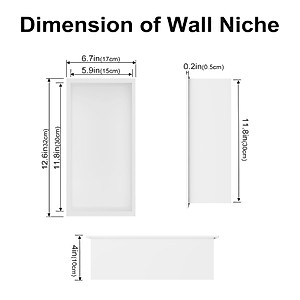 Achelous Stainless Steel Insert Shower Niche 12" X 6" NO Tile Needed, Bathroom Wall Niche Recessed Shower Shelf Organizer, Wall-inserted Niche Recessed Shower Caddy, Matte White