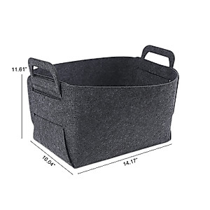 FATSINDE Reeonice YRMT Foldable Felt Storage Basket with Handles Collapsible Fabric Storage Bin Cube Container Organizer for Nursery,Office,Bedroom,Baby-Clothes Toys Blanket Organizing