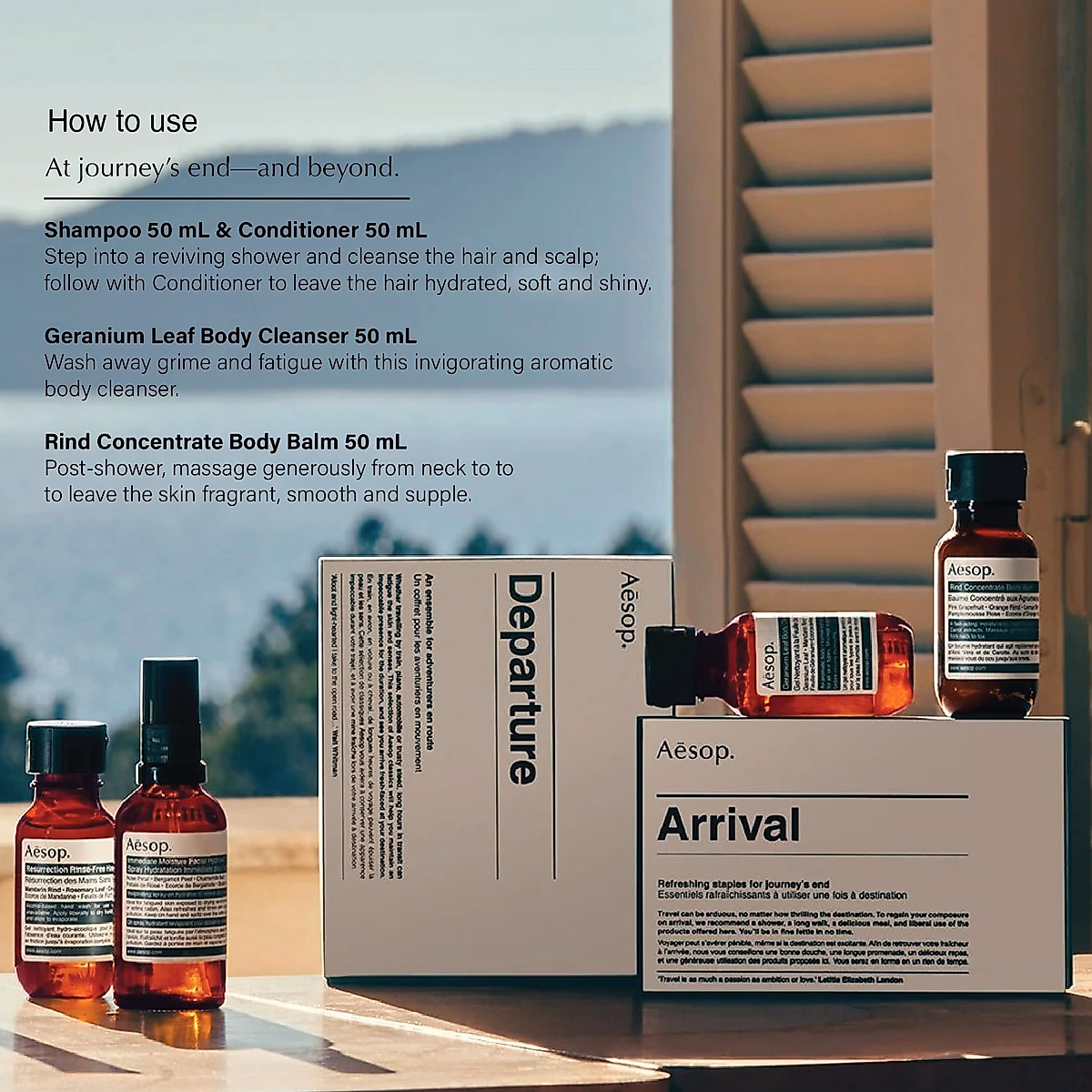 Aesop Travel Set | Travel Body Wash and Body Balm & Travel Size Shampoo and Conditioner | 1.7 oz, Pack of 4