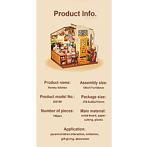 Rowood Miniature House Kit,DIY Miniature Dollhouse Kit for Adults,Model Kits for Adults to Build with LED,Birthday for Teens(Homey Kitchen)