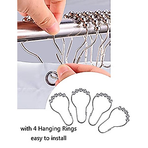 Sainal White Mesh Shower Caddy Organizer with 6 Pockets and 4 Rings/Hooks Hanging on Shower Curtain Rod for Bathroom supplies, Save Space,Storage Bag for Toys