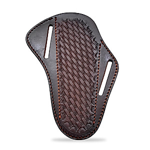 Hercules Knives Custom Leather Sheath Slanted Pancake Tooled Leather Sheath/Camping Knife Sheath/Hunting Knife Sheath 100% Real Laether Cover/Both Side Carry Design