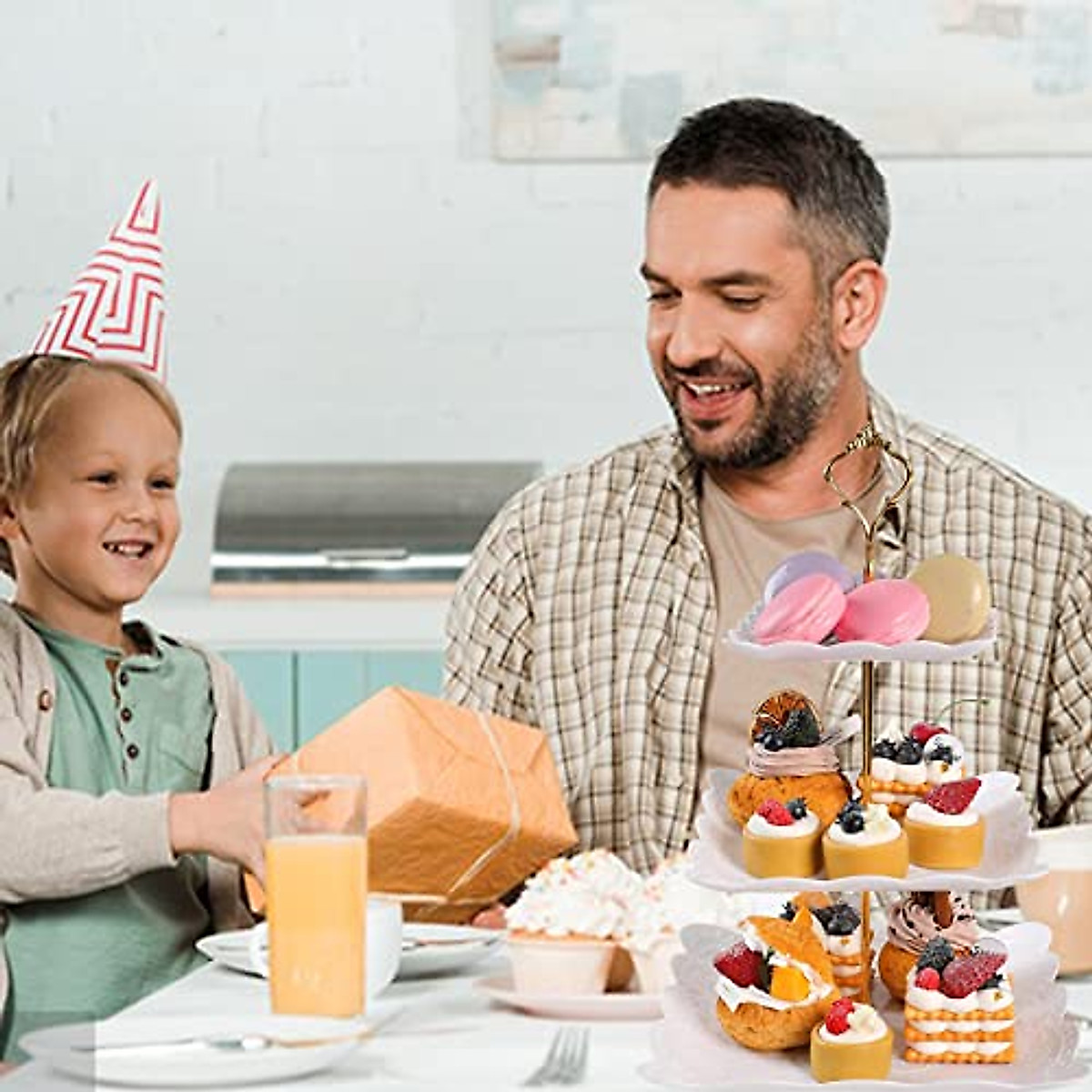 ShellKingdom 2 Pack Cupcake Stand, 3 Tier Serving Tray Cupcake Dessert Candy Fruit Display Holder for Wedding, Christmas, Baby Shower Birthday Tea Party (Square)