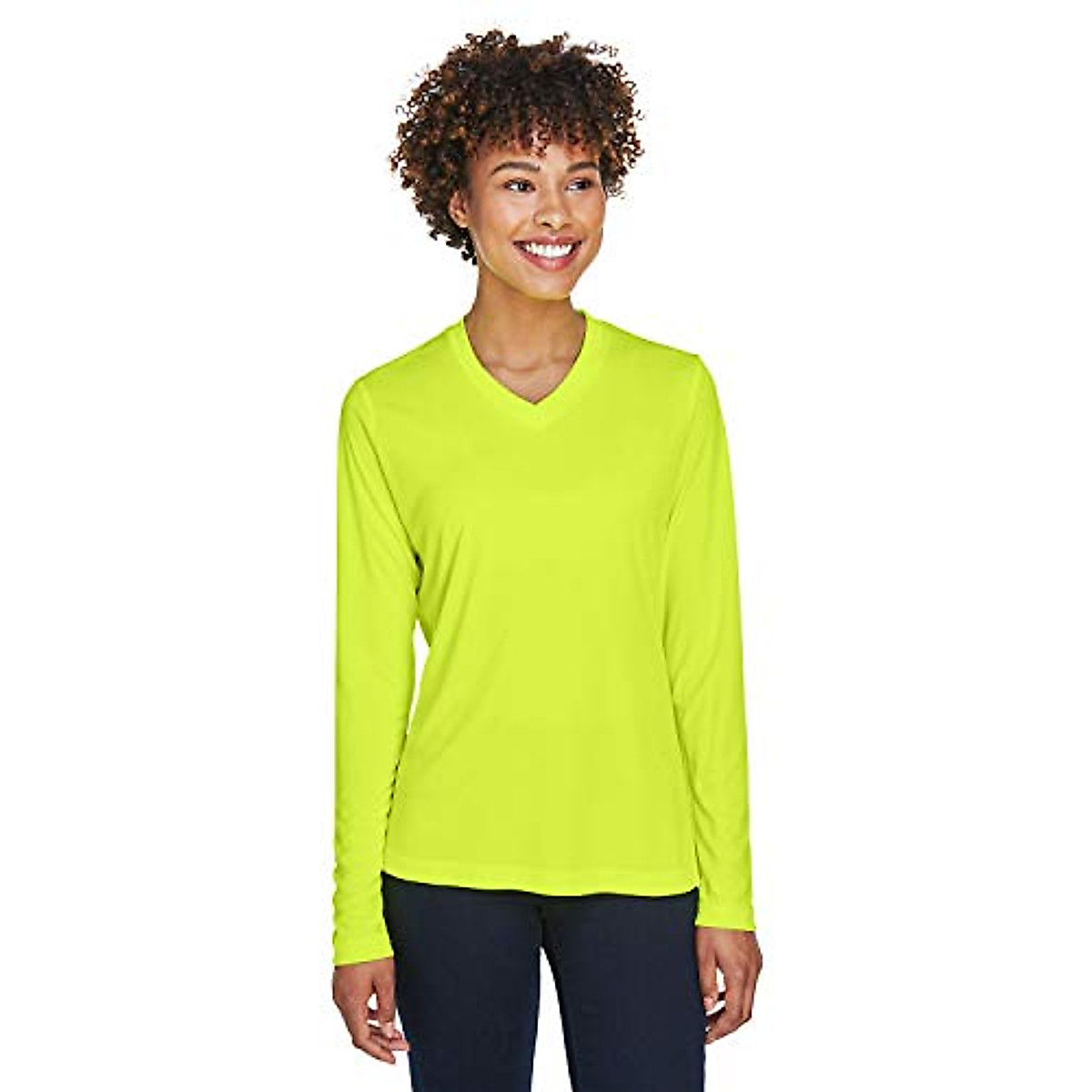 Team 365 Ladies' Zone Performance Long-Sleeve T-Shirt S SAFETY YELLOW