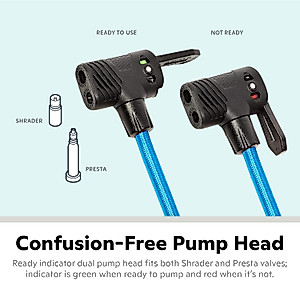 Schwinn Air Center Max Floor Bike Pump, Pressure Gauge, Pumps 100 Max PSI, Dual Head Fits Schrader and Presta Valve Types, Best for Wide Tires, Silver