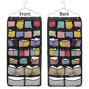 Geboor Oxford Hanging Closet Organizer for Underwear, Stocking, Bra and Sock, Dual-Sided Space Saving Storage Holder with 42 Pockets