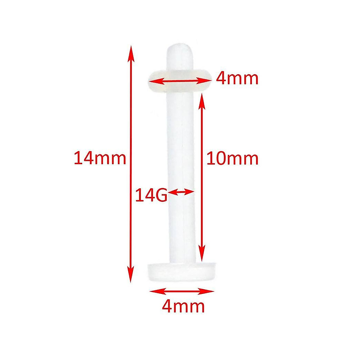 Oasis Plus 10pcs 14G Clear Flexible Bioplast Retainer Lip Studs Monroe Labret Belly Rings Snake Bites Eyes Piercing