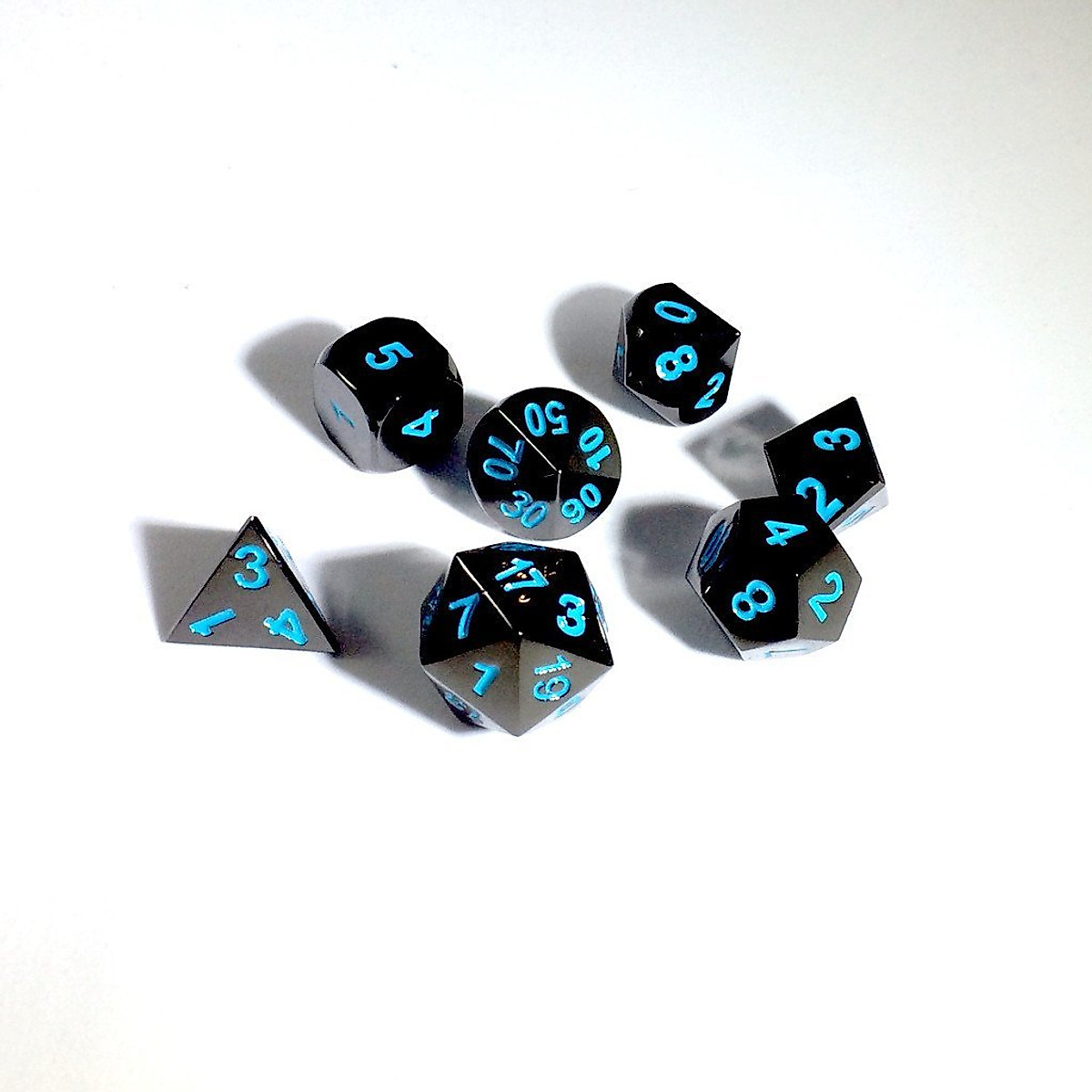 Dice Dungeons Black Frost Metal 7pc Dice Set with Display Case for D&D and Other RPGs
