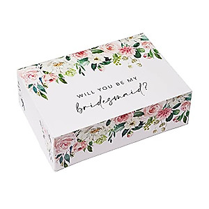 All Ewired Up Bridesmaid Proposal Box Set of 6, 1 Maid of Honor Proposal Box and 5 Will You be My Bridesmaid Boxes for Bridesmaid Gifts, Blush Floral