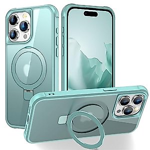 SAITONG for iPhone 14 Pro Case with Invisible Magnetic Ring Stand Translucent iPhone 14 Pro Phone Case 6.1" [Compatible with MagSafe][Military-Grade Drop Protection][Great Grip Feeling], Blue