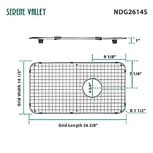 Serene Valley Sink Bottom Grid 26-3/8" x 14-7/16", Basin Rack with Corner Radius 1-1/2", Sink Rack NDG2614S
