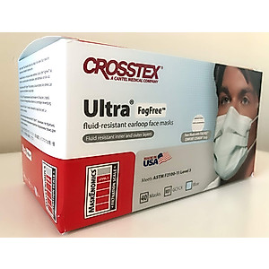 Crosstex Ultra No Fog Earloop Facemasks 40/Box