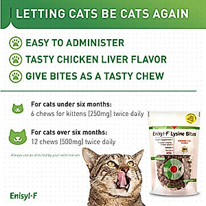 Vetoquinol Enisyl-F Lysine Bites: L-Lysine Chews for Cats & Kittens - Chicken Liver-Flavor, 6.4oz (180g) Reclosable Bag