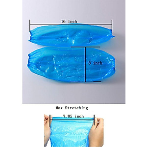 ZMDREAM Pack of 100 Disposable Plastic Sleeves Covers Arm Protectors Blue 16"
