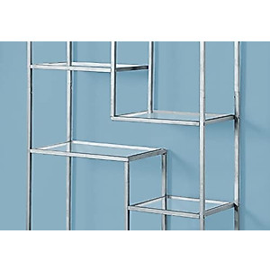MONARCH SPECIALITIES INC. Bookcase, 72 inch, Silver/Clear Glass