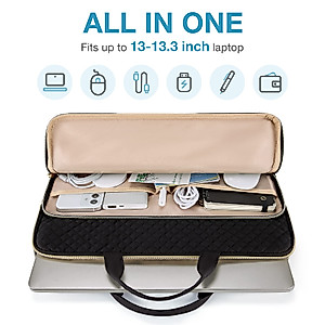 Laptop Sleeve 14 inch, BAGSMART Laptop Carrying Case Compatible with 13-13.3 inch Notebook, Compatible with MacBook Pro 14 Inch, MacBook Air, Laptop Protective Bag with Pocket, Handles, Black…