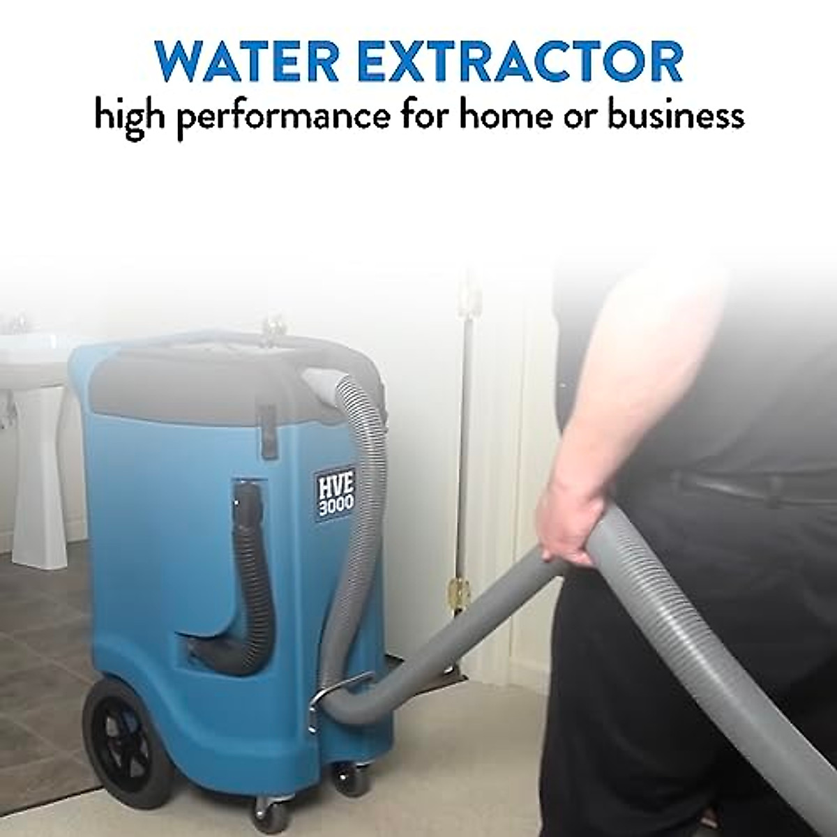 Dri-Eaz HVE 3000 Portable Flood Pumper with Auto Pump-Out and 12-Gallon Tank, Water Extractor (F479), Water Vacuum for Flooding