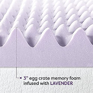 3" Memory Foam Egg Crate Mattress Topper with Lavender Infusion, Queen