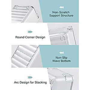 Kootek 28 Pcs Drawer Organizer, 4 Sizes Bathroom Drawer Organizers Trays Clear Plastic Makeup Organizer Vanity Dividers Desk Storage Bins for Jewelry, Kitchen, Bedroom, Office