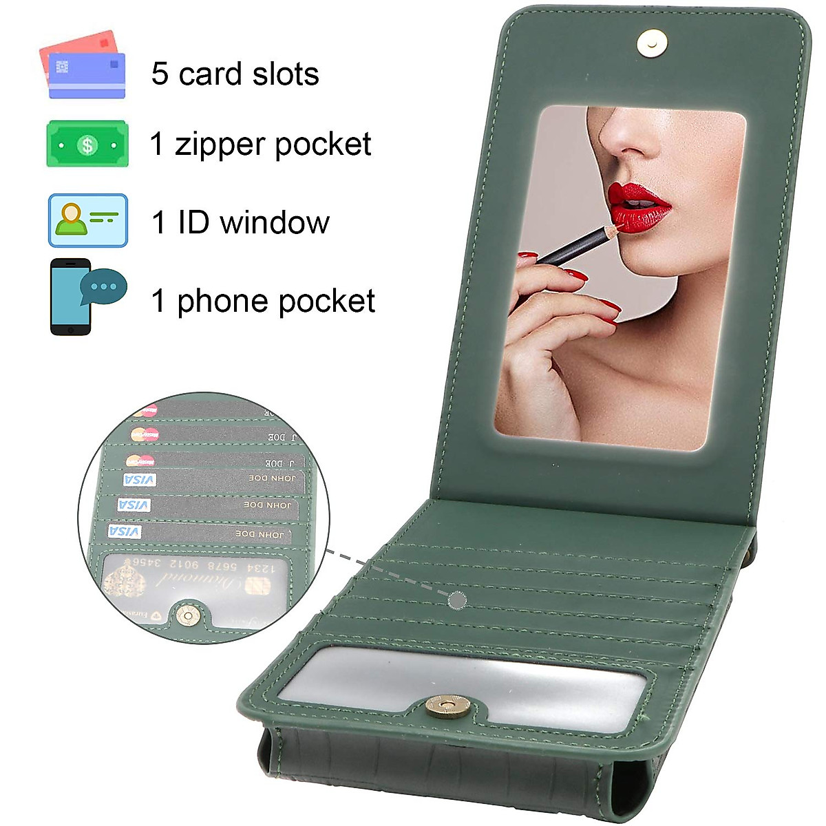 Pearl Angeli Small Crossbody Cellphone Purse Shoulder Bag for Women w/Card Slots, PU Leather