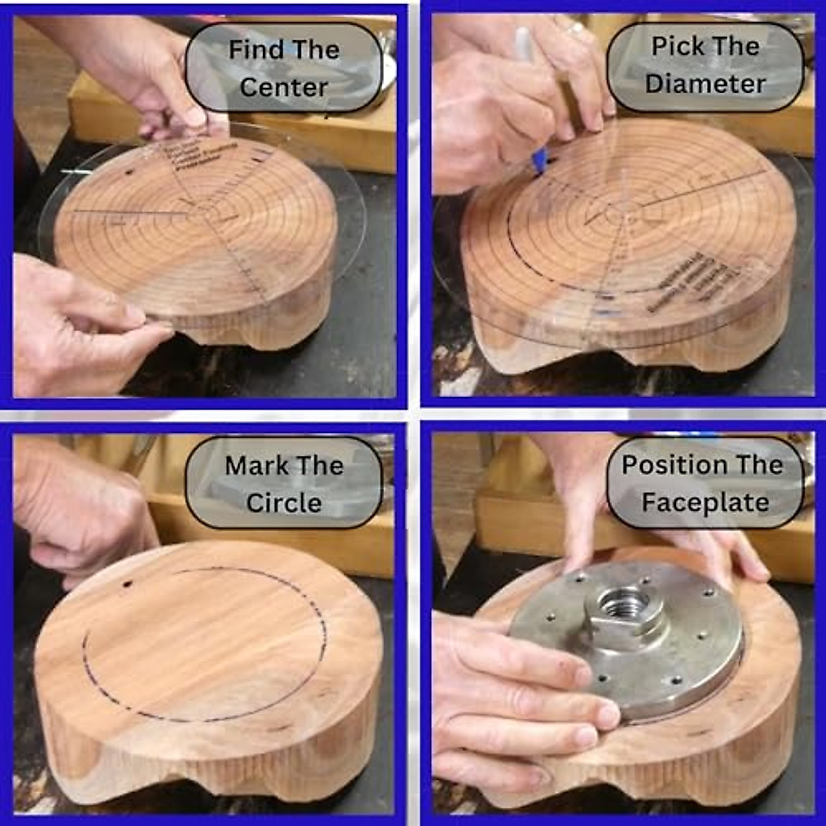 This clearly printed 10" circle center finder tool, protractor, and circle maker tool and compass for woodworking and wood turning. Find the center of timber or dowel with our center finder ruler.