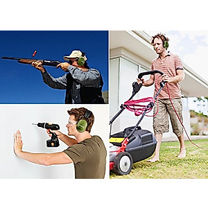 FRiEQ 37 dB NRR Sound Technology Safety Ear Muffs with LRPu Foam for Shooting, Music & Yard Work, Green