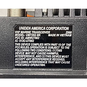 Uniden UM725GBK Marine VHF Radio, All USA, Canada, and Intl. Marine Channels, 1Watt/25Watt Transmit Power, Largest LCD Screen in Class, NOAA Weather Channels w/Alerts, Speaker Mic, GPS Built-in.