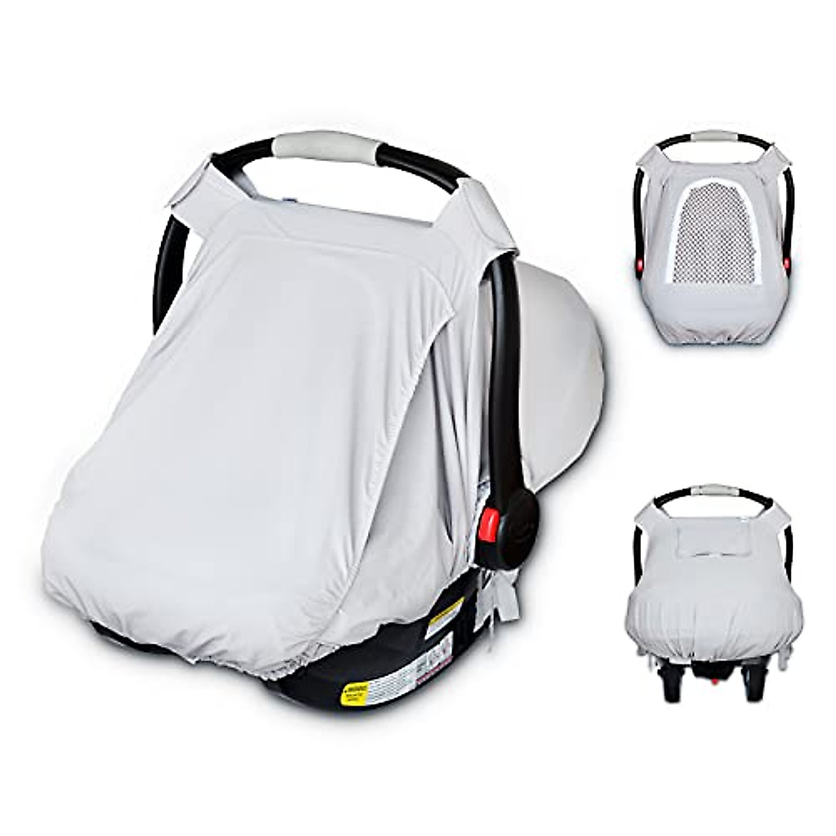 Cribino Car Seat Covers for Babies, Infant Car seat Cover, Canopy with Breathable Peekaboo, Pivacy Sun Shade & Bug Net for Newborn, Carrier Covers for Boys Girls Spring Summer Baby Shower Gifts(Grey)