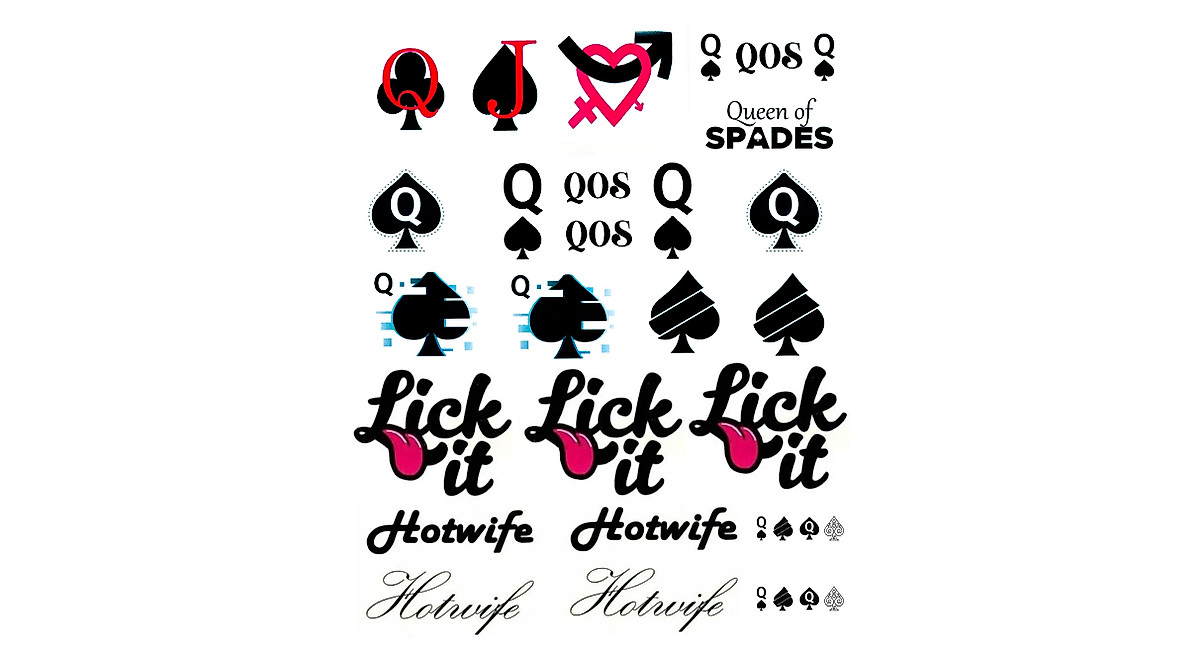 Temporary Queen of Spades Tattoo Stickers - 4 Sheets