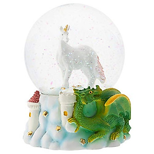 Majestic Unicorn and Dragon 100MM Musical Snow Globe Plays Tune You are My Sunshine