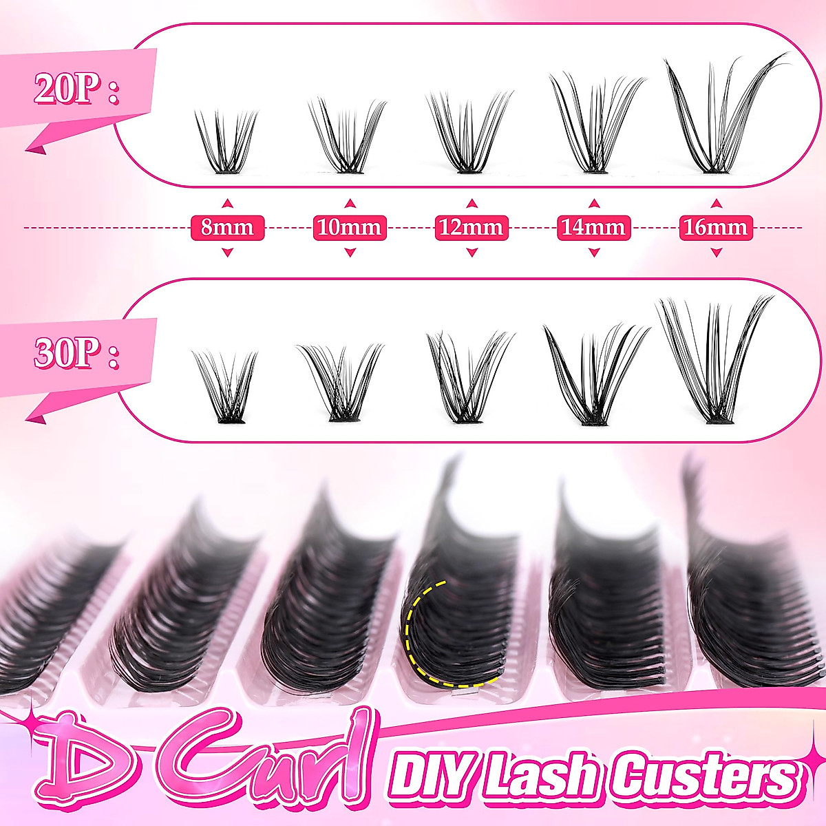 Natural Lash Extension Kit DIY Cluster Eyelash Extension Kit Individual Lashes with Lash Bond and Seal 10-18MM Lash Clusters by HeyAlice (40P, 240PCS, 10-18MM)