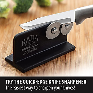 Rada Cutlery Quick Edge Knife Sharpener – Stainless Steel Wheels Made in the USA, 3 Pack