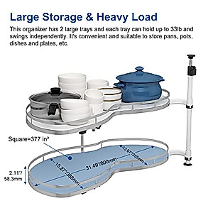 VADANIA Right Swing Pull Out Organizer for 36" Blind Corner Kitchen Cabinet, 2 Tiers Swing Tray, Soft Close, Right Handed Open