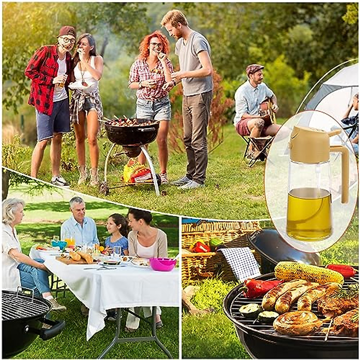 BSTKEY 17oz Olive Oil Dispenser Bottle for Kitchen, 2 in 1 Oil Dispenser and Oil Sprayer for Cooking, Oil and Vinegar Dispenser for Air Fryer BBQ Salad Baking Roasting, Orange