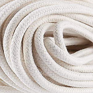 HAKZEON 164FT 1/4 Inch Cotton Rope, Natural Macrame Cord White Clothesline Heavy Duty All Purpose Rope for Wall Hanging, Plant Hanger, DIY Cotton Rope Basket, Crafts, Knitting and Wall Tapestries