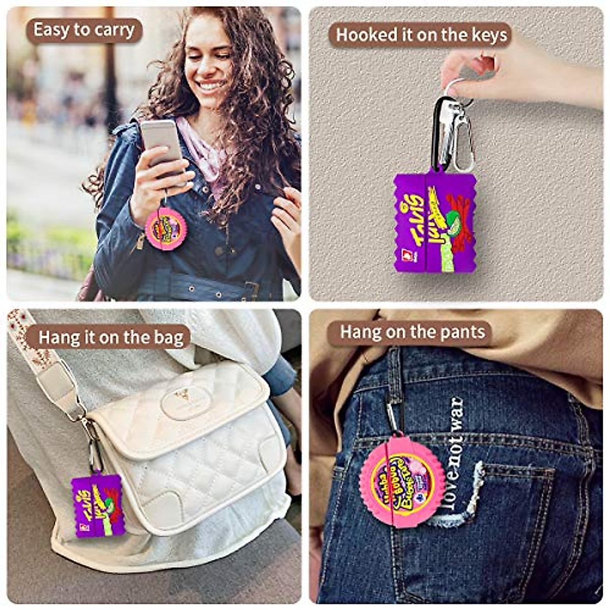 2Pack Cute Cover for AirPods Pro Case, Food 3D Cartoon Fashion Kawaii Fun Food Design Silicone Air pod Pro Cover for Girls Women Boys for AirPods Pro (Bubble Gum + Ta kis Potato Chips)