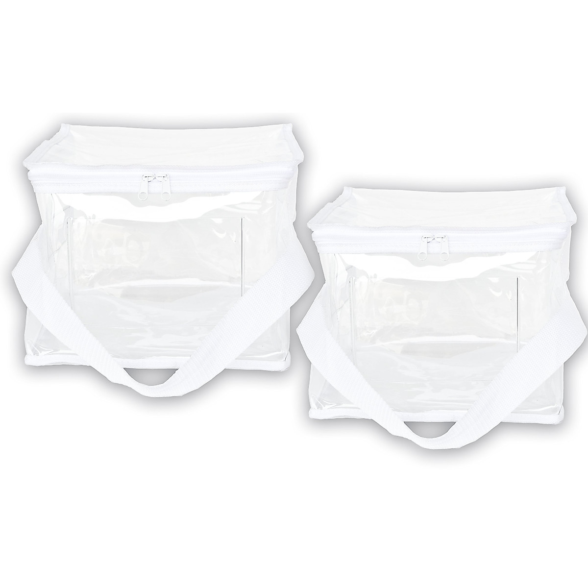 Toy Organizer for Toys like Legos, Stuffed Animals, & Games. Closet Organizer, Travel and storage Bag. Clear and White, Thick and Sturdy, Zippered 10"x10"x8," Set of 2