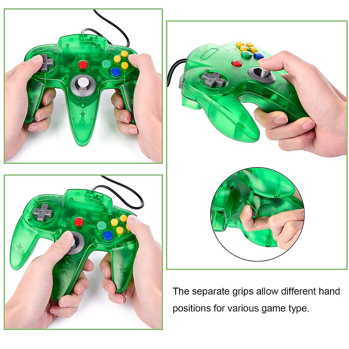 3 Pack Classic N64 Controller, suily Retro N64 Gaming Wired Gamepad Joystick Controller-Plug & Play (Non USB Version)