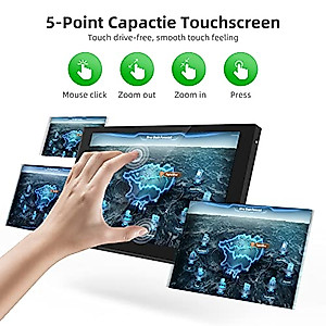 APROTII RasPi Screen, 7 inch 1024x600 IPS Portable Monitor, 5-Points Capacitive Touchscreen Display Mini HDMI Monitor for Laptop RasPi 4B 3B+3A+ & Banana Pi win7/8/10/11 & Game Consoles