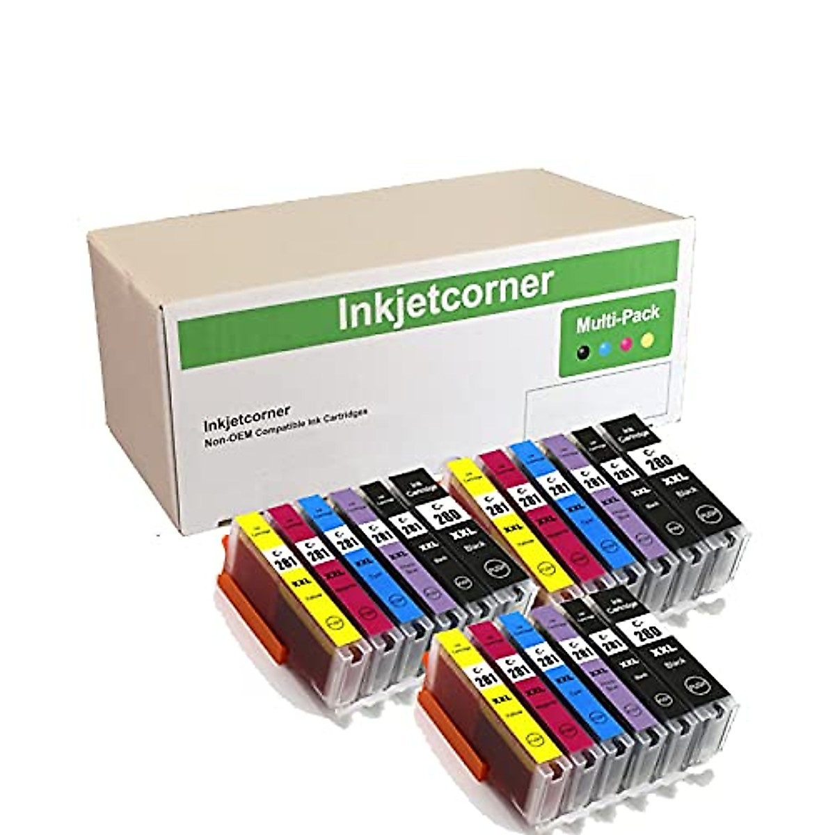 Inkjetcorner Compatible Ink Cartridges Replacement for PGI-280XXL CLI-281XXL for use with TS8322 TS8320 TS9120 TS8120 TS8220 Printer (18-Pack)