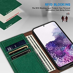 ZZXX for Samsung Galaxy S20 Wallet Case with [RFID Blocking] Card Slot Stand Strong Magnetic Leather Flip Fold Protective Phone Case for Samsung Galaxy S20 Case Wallet(Green-6.2 inch)