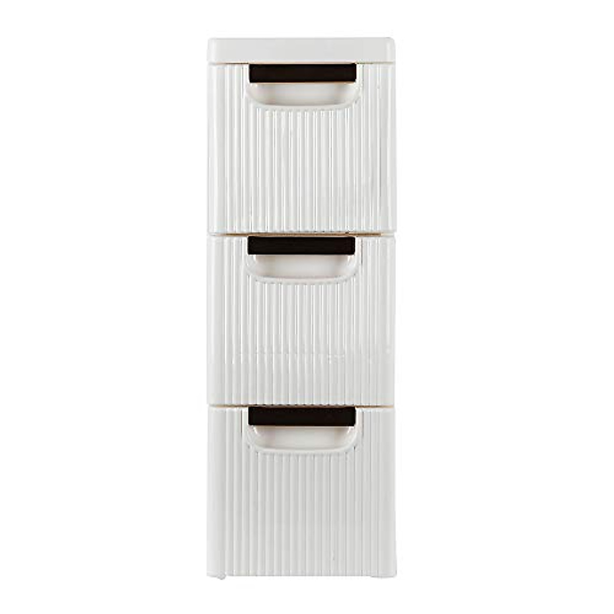 Dresser Storage Drawer Units Narrow Rolling Storage Cabinet Plastic Drawer Storage Cart on Wheels,Standing Shelf Units for Bathroom Bedroom Office Kitchen Living Room (White-3-Tire with Wheels)