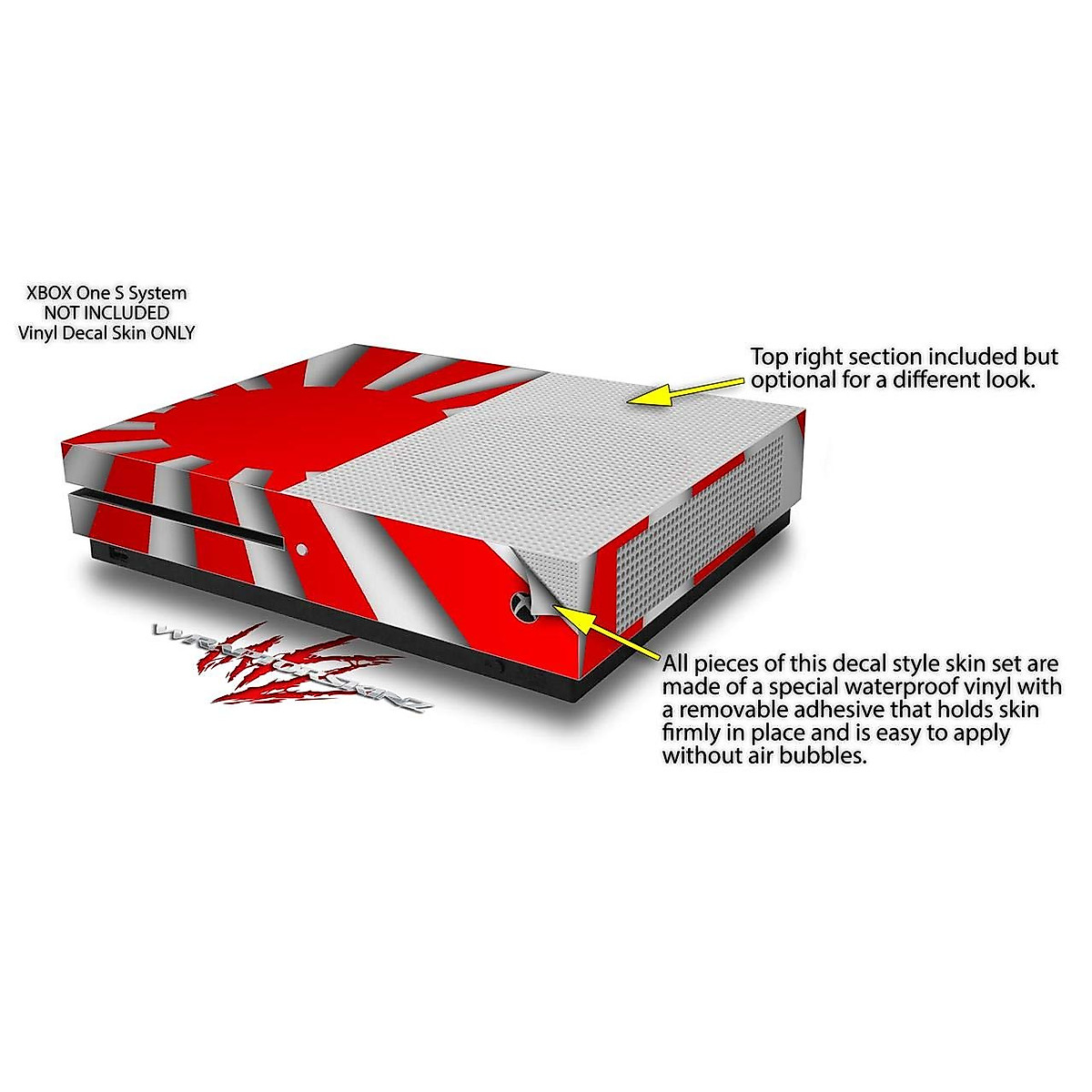 WraptorSkinz Decal Vinyl Skin Wrap Compatible with Xbox One S Console and Controllers - Rising Sun Japanese Flag Red