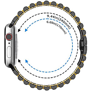Camofit Compatible with Apple Watch Band 42mm 44mm 45mm 49mm for women, Metal Replacement Watchband Strap Compatible with iWatch SE Ultra Series 8 7 6 5 4 3 2 1 (49mm 45mm 44mm 42mm, Black/Gold)