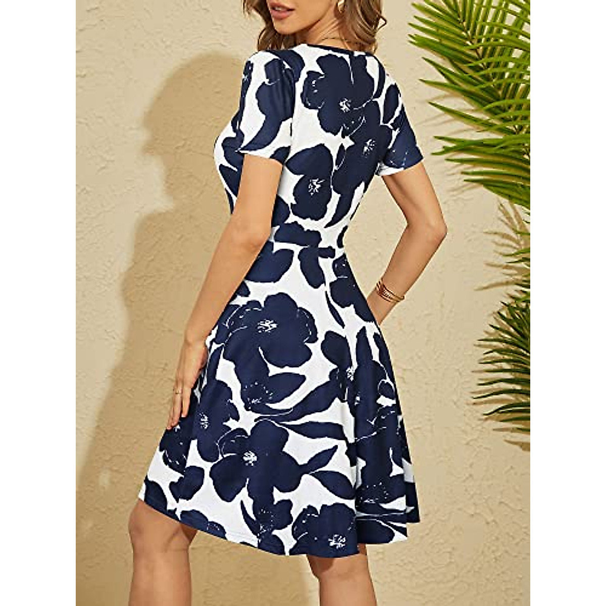 HUHOT Spring Dresses for Women 2024 Womens Dresses Gratuation Mother Day Dress Summer Dress Sundresses for Women Homecoming Dresses Short Sleeve A Line Spring Easter Midi Swing Dress for Women
