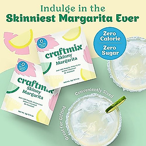 Craftmix Skinny Margarita Cocktail Mixers - Makes 12 Drinks - Zero Sugar, Zero Net Carbs, Zero Calories Mocktail Drink Mixers - Real Fruit - Vegan, Non-GMO, Dairy Free, Gluten Free