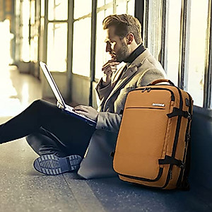 TUGUAN Travel Laptop Backpack 40L Large Computer Backpack with USB Charging Port 17 Inch Laptop Backpack for Men Expandable Travel Backpacks for Men Women, Brown - Suitable for Travel