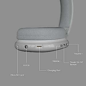 Gabba Goods Wireless Over Ear Bluetooth Headphones with Microphone - Wireless Headset -Noise Reduction - Bluetooth, Wired,Built in Micro SD for Travel, Home, Work TV,PC,Gaming,Cellphone (Silver)